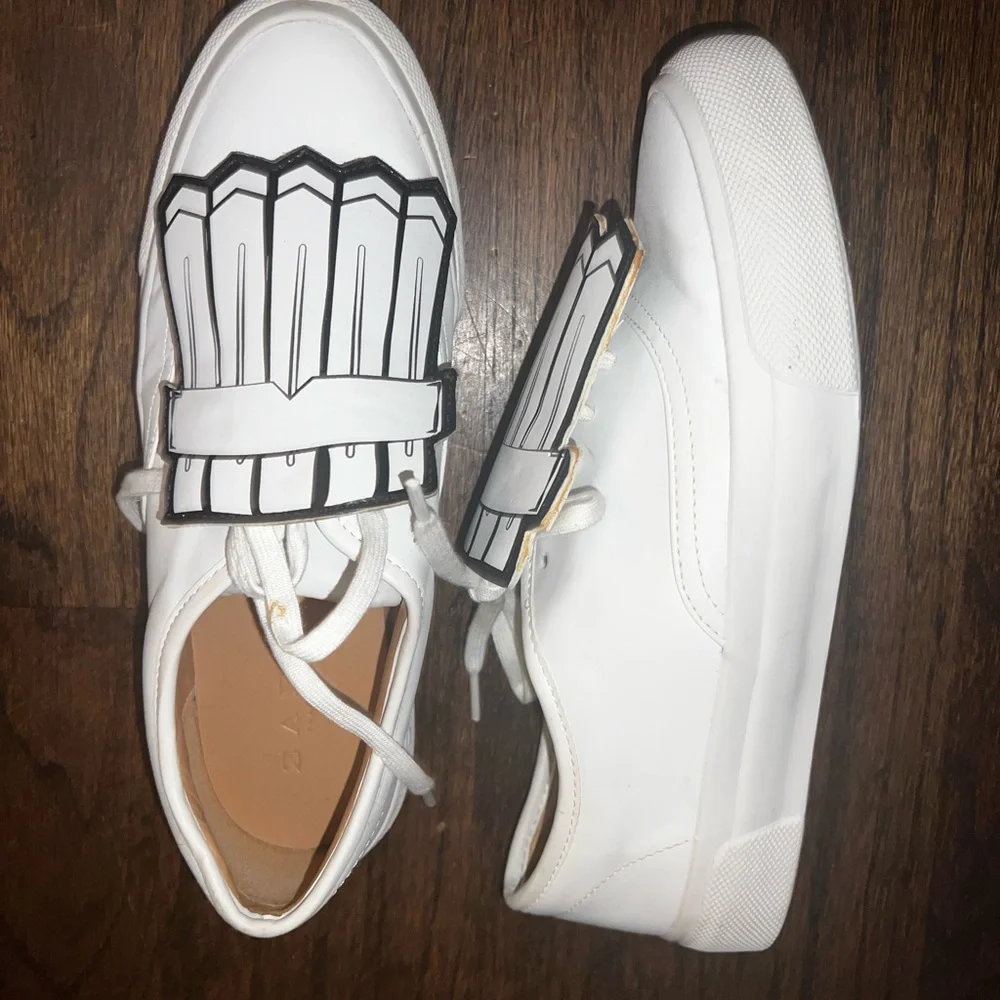 Zara | Shoes | Zara White Sneakers Removable Tongue Detail Size 4 Us 9 ...